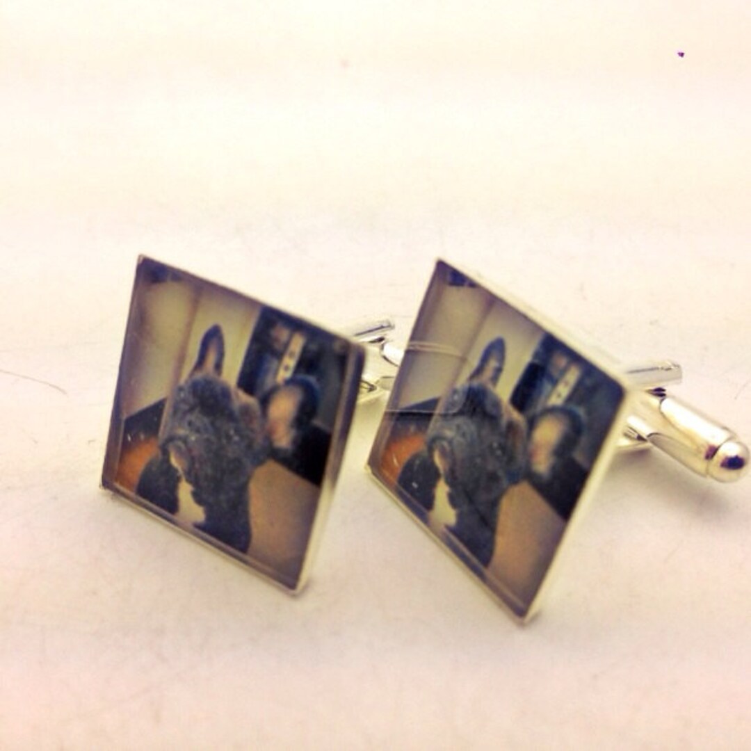Custom Silver Photo Cuff Links 1 Pair Square or Circle Resin Cufflinks ...