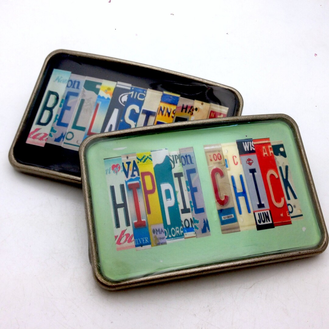 LICENSE PLATE Personalized Name Resin Belt Buckle With Your Chosen ...