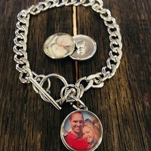 Personalized Photo Snap Charm Silver Link Bracelet Ginger Snap Noosa ...