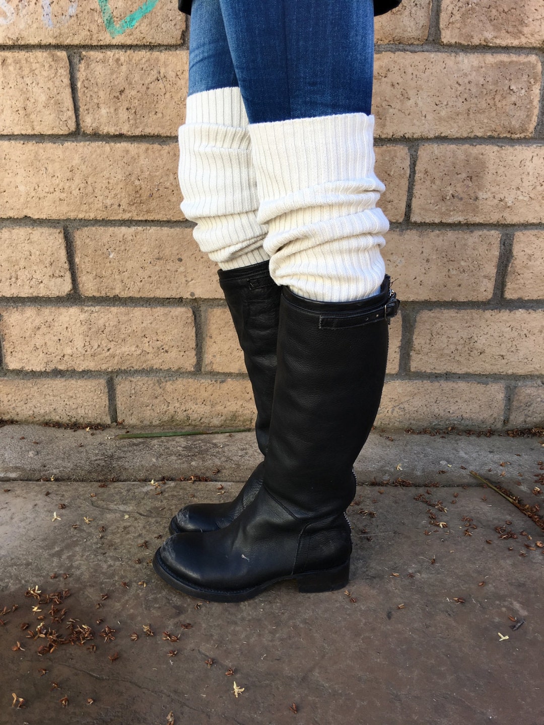Creamy Tan Rib Knit Bootsocks Legwarmers Upcycled Boot Socks Leg Warmer ...