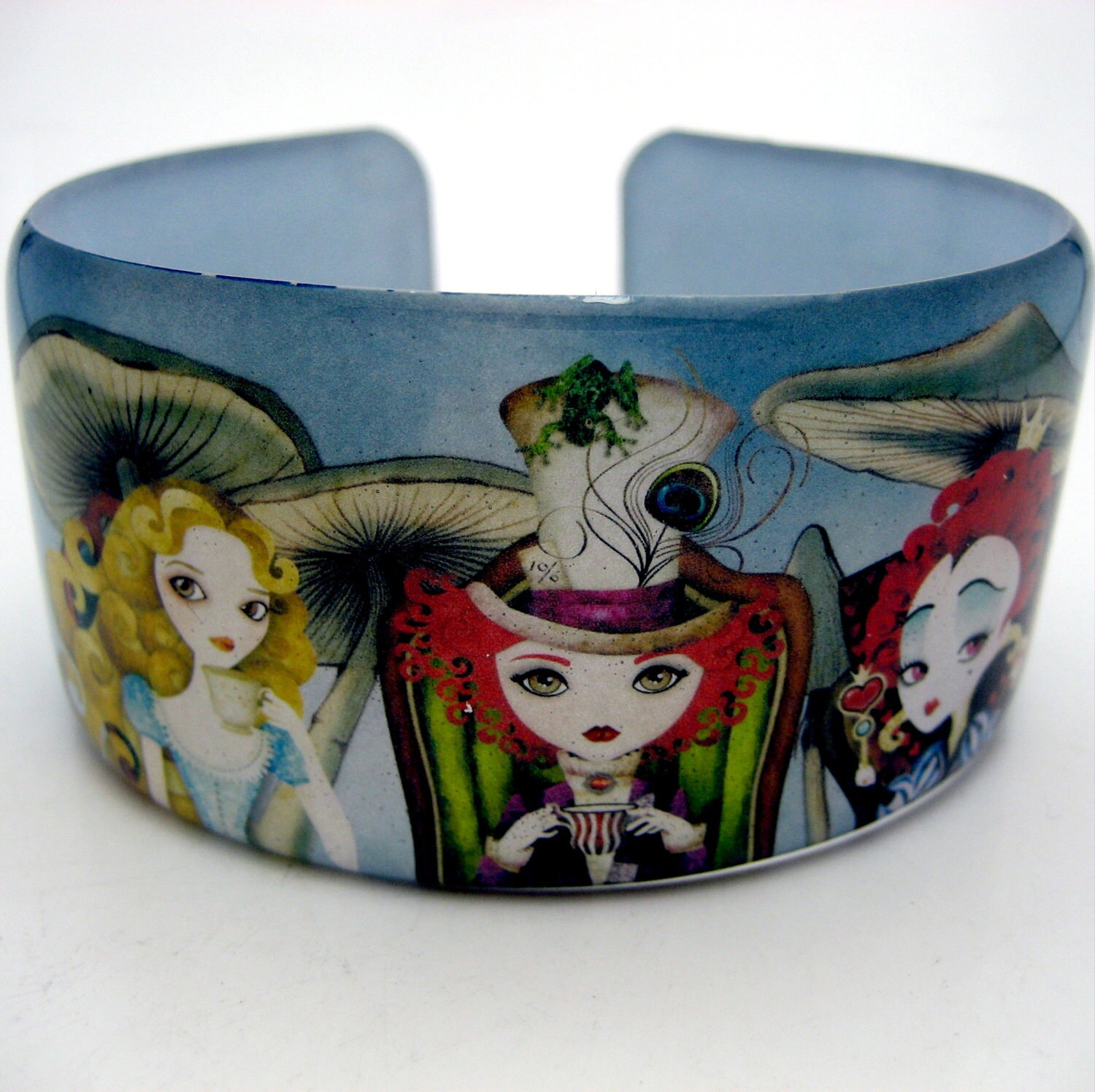Alice's Mad Tea Party Resin Art Cuff Bangle Bracelet - Etsy