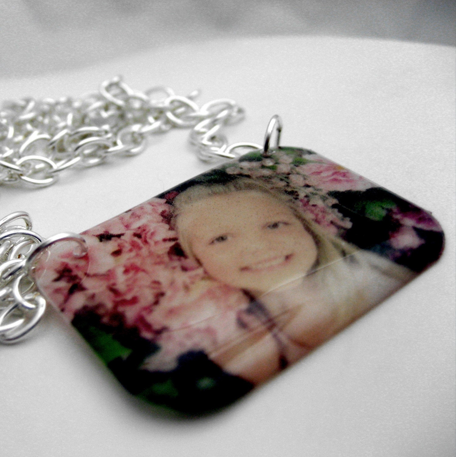 Custom Photo Lightweight Resin Pendant on Link Chain Necklace Great ...