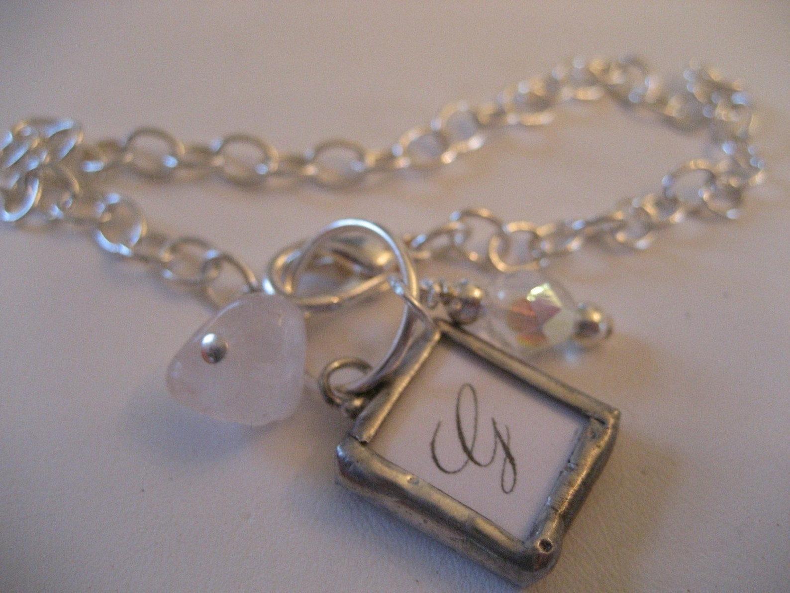Custom Initial Soldered Mini Charm Bracelet With Crystal Accents on ...