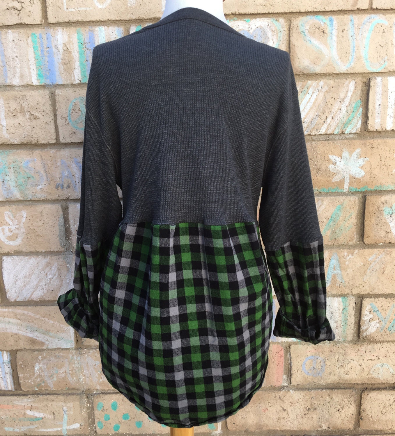 Thermal x flannel plaid cozy cotton shirt top tunic fall | Etsy
