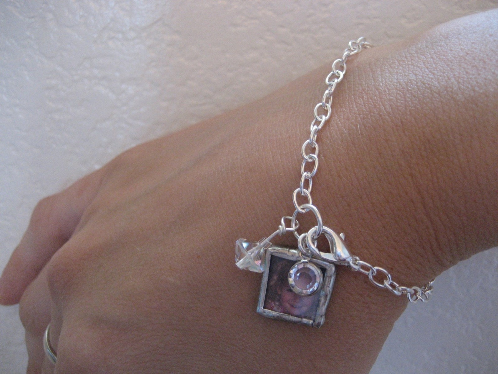 Custom Initial Soldered Mini Charm Bracelet With Crystal Accents on ...