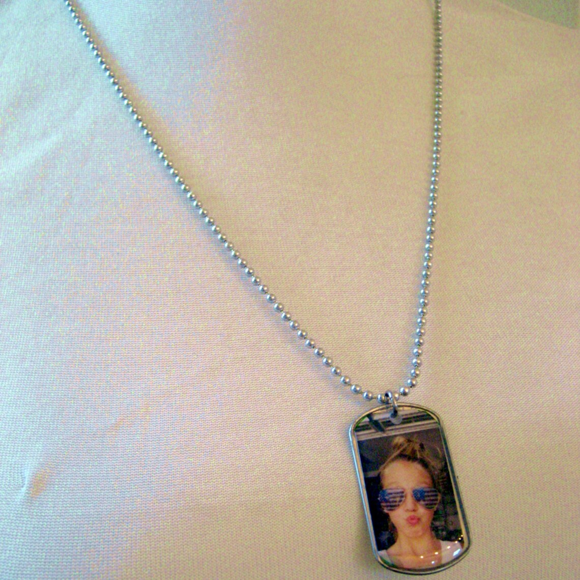 Custom MINI Photo Dog Tag Full Photo Charm Pendant Necklace or Keychain ...
