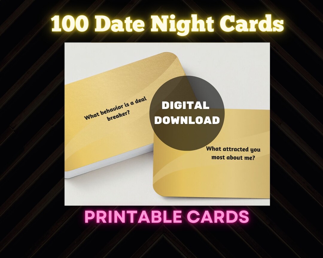 100 Date Night Cards for Couples Date Night Questions Printable Cards ...
