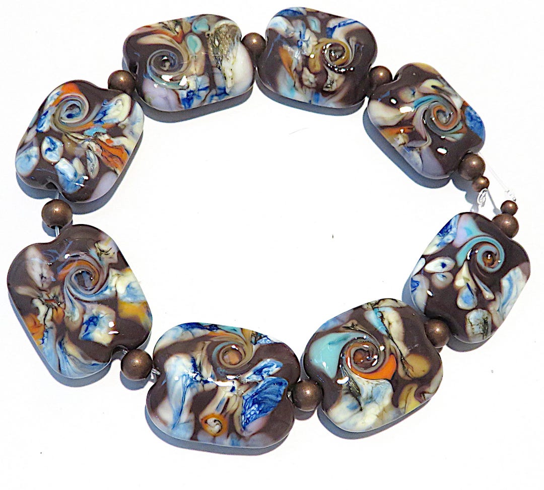 Chocolate Reactive Colors Squeezed, Handmade Lampwork Glass Beads - Etsy