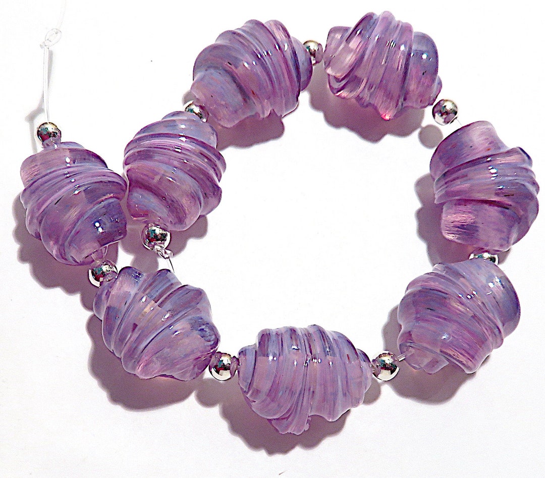 Light Purple Rose Whirled Handmade Lampwork Beads - Etsy