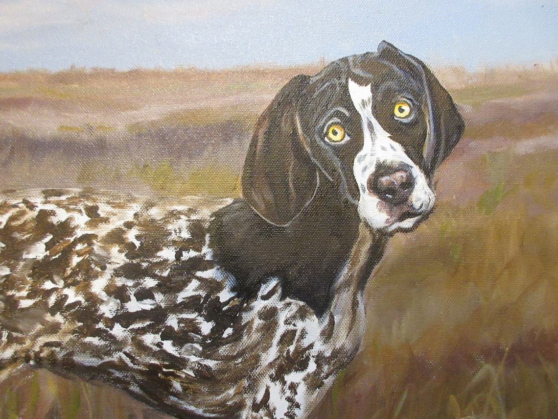 German Shorthaired Pointer Landscape Painting, Large Oil Painting on ...