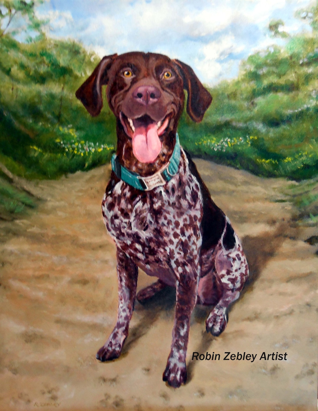 German Shorthaired Pointer Landscape Painting, Large Oil Painting on ...