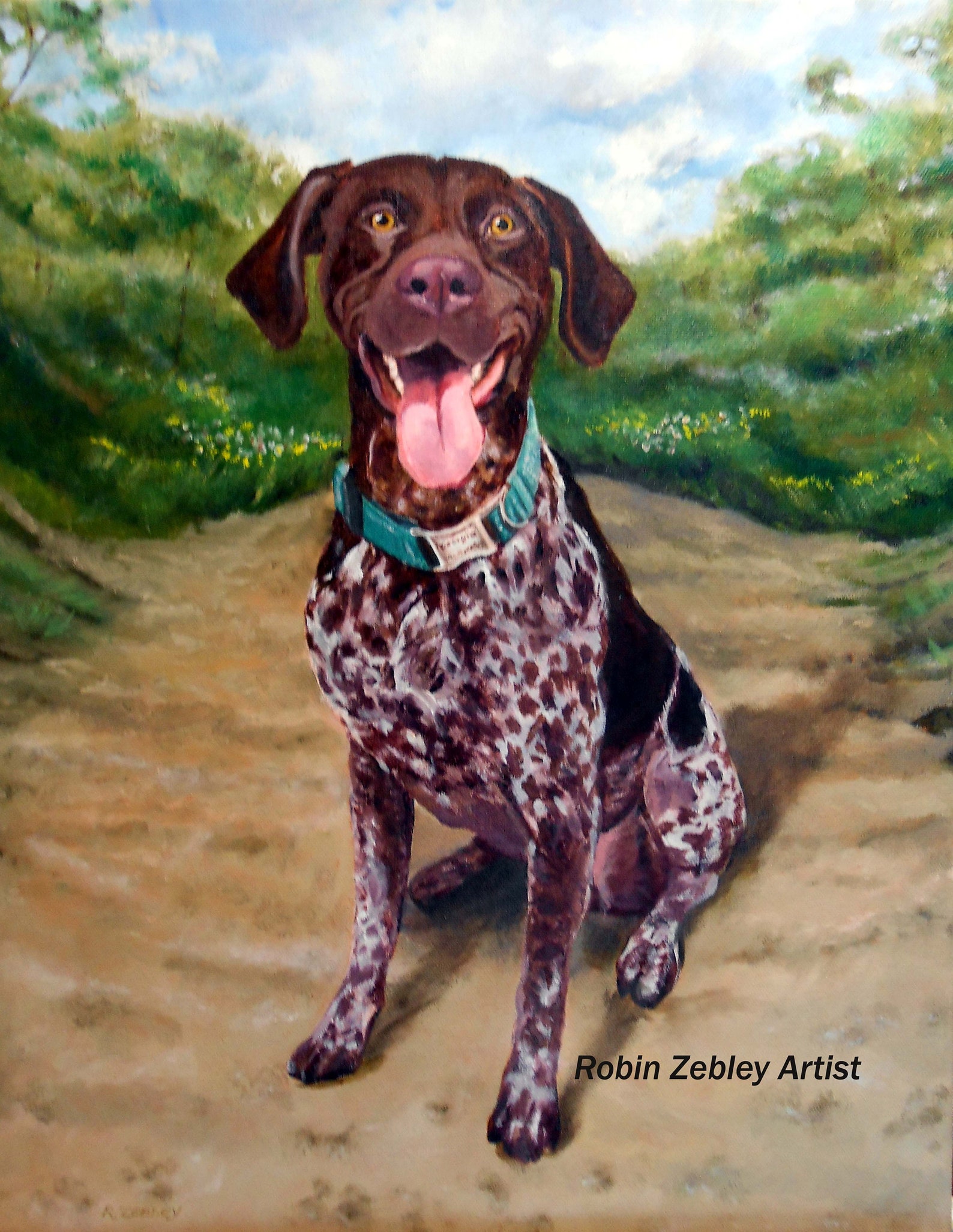 German Shorthaired Pointer Landscape Painting, Large Oil Painting on ...