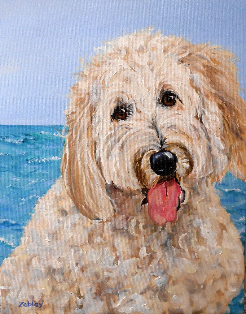 Labradoodle Oil Painting Portrait From Photos Vacation | Etsy