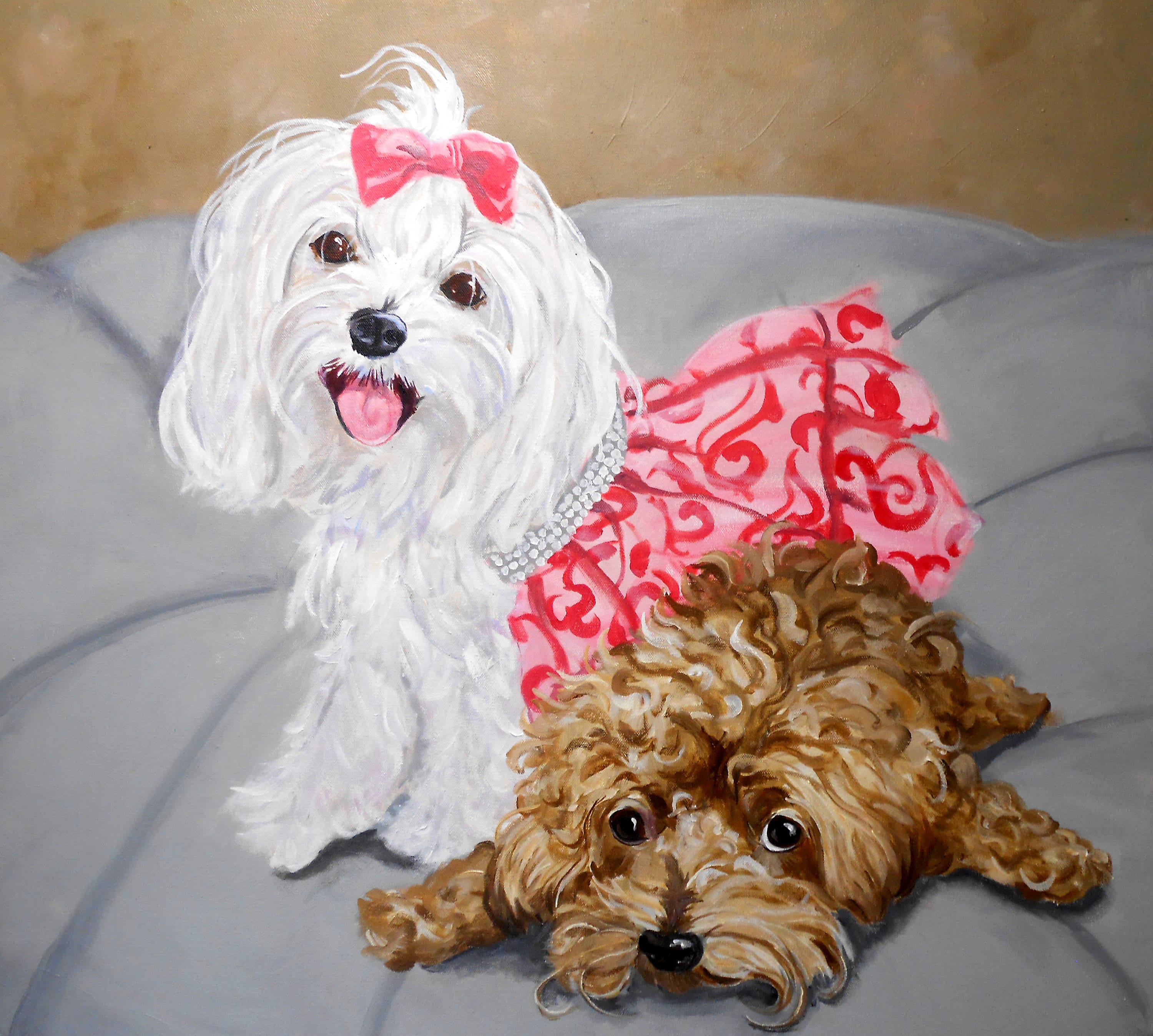 Yorkshire Terrier Art, Large Painting, Family Custom Painting, Yorkie ...