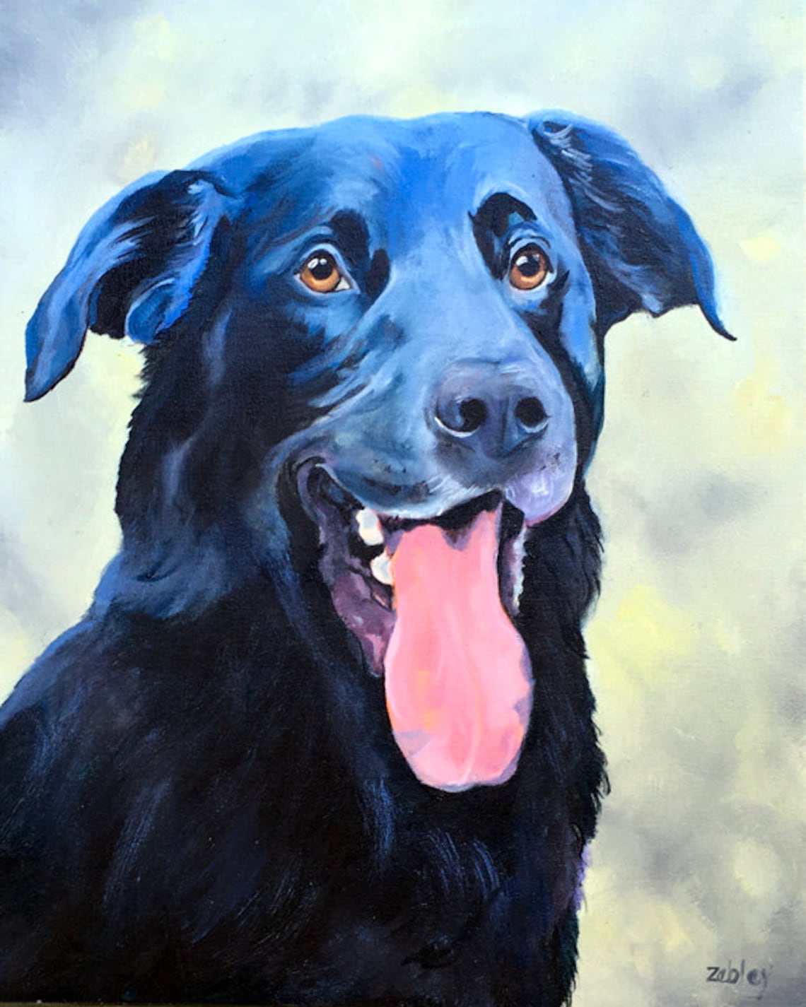 Black Lab Art Yellow Lab Oil Painting Portrait on Canvas | Etsy