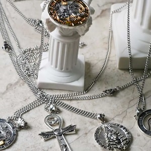 Collier Ankh Necklace, Ancient Egyptian Cross Pendant, Men's Silver Key ...