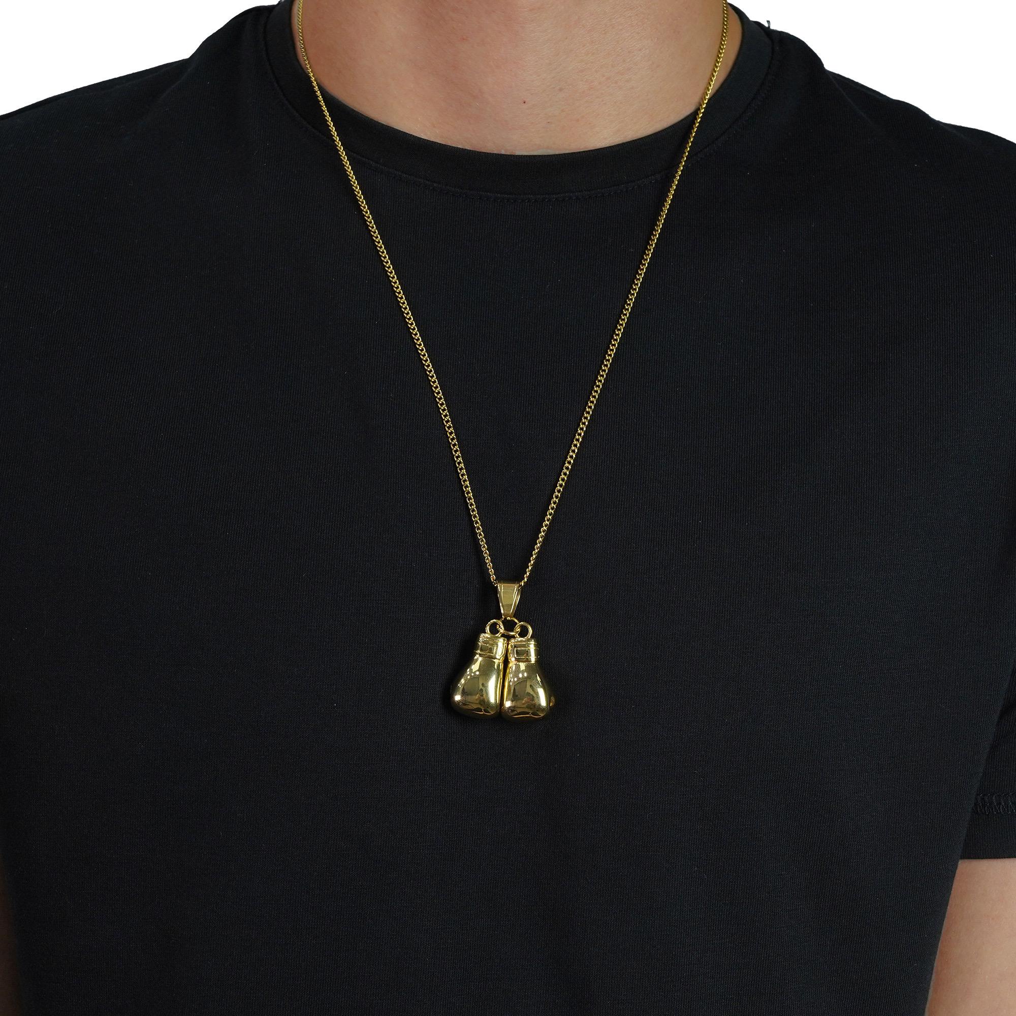 Gold Boxing Glove Pendant Necklace – 18k Plated Stainless Steel Boxer ...