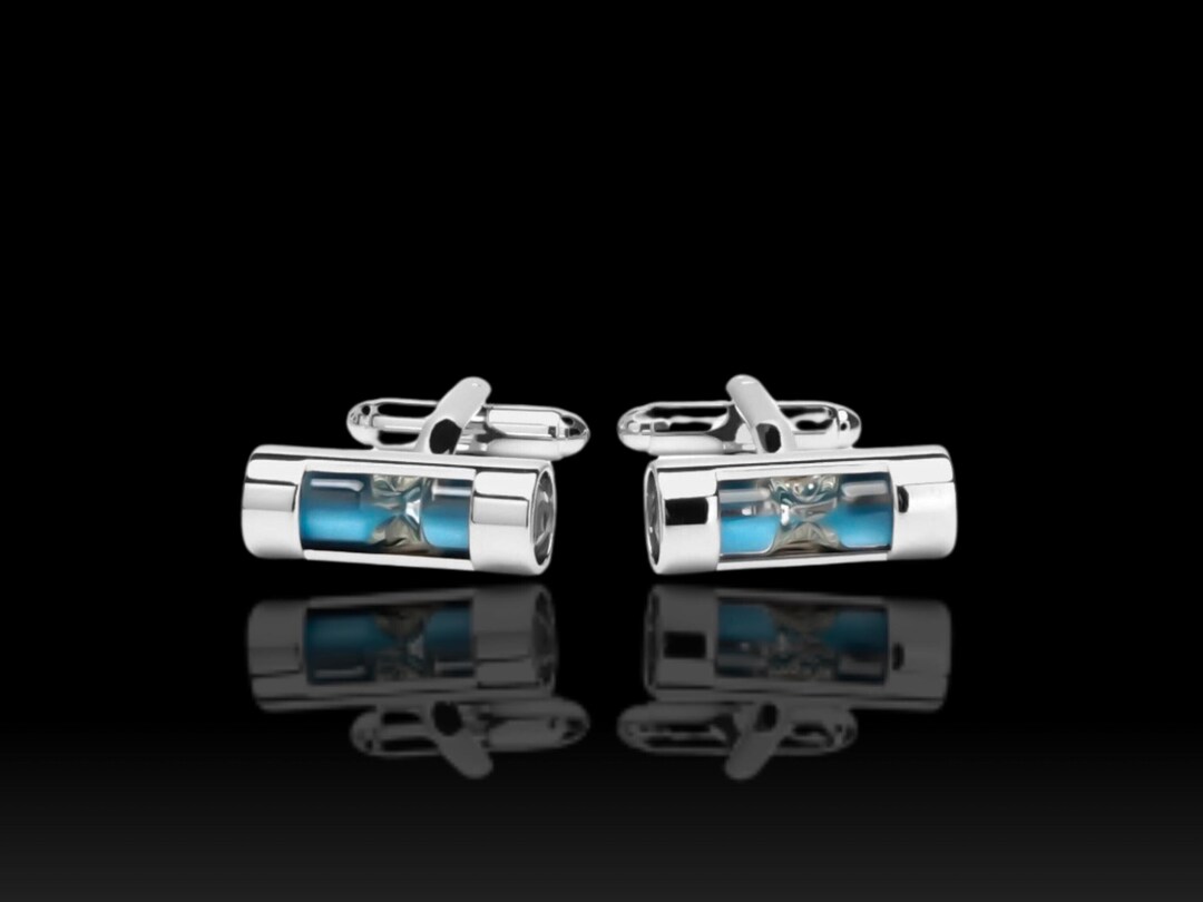 Hourglass Crystal Cufflinks- Blue Sand Timer, Sand Glass, Sand Timer ...
