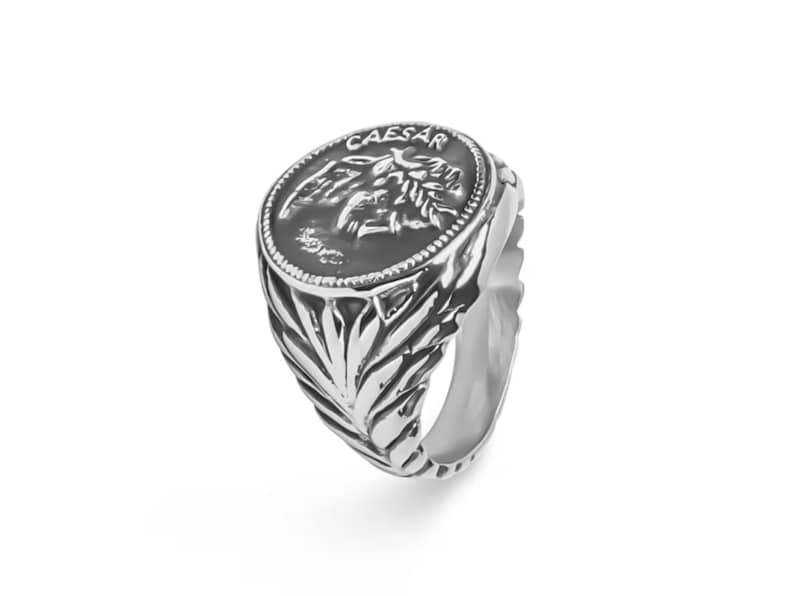 Gold Caesar Signet Ring - Vintage Roman Gaius Julius Head Empire Knight ...
