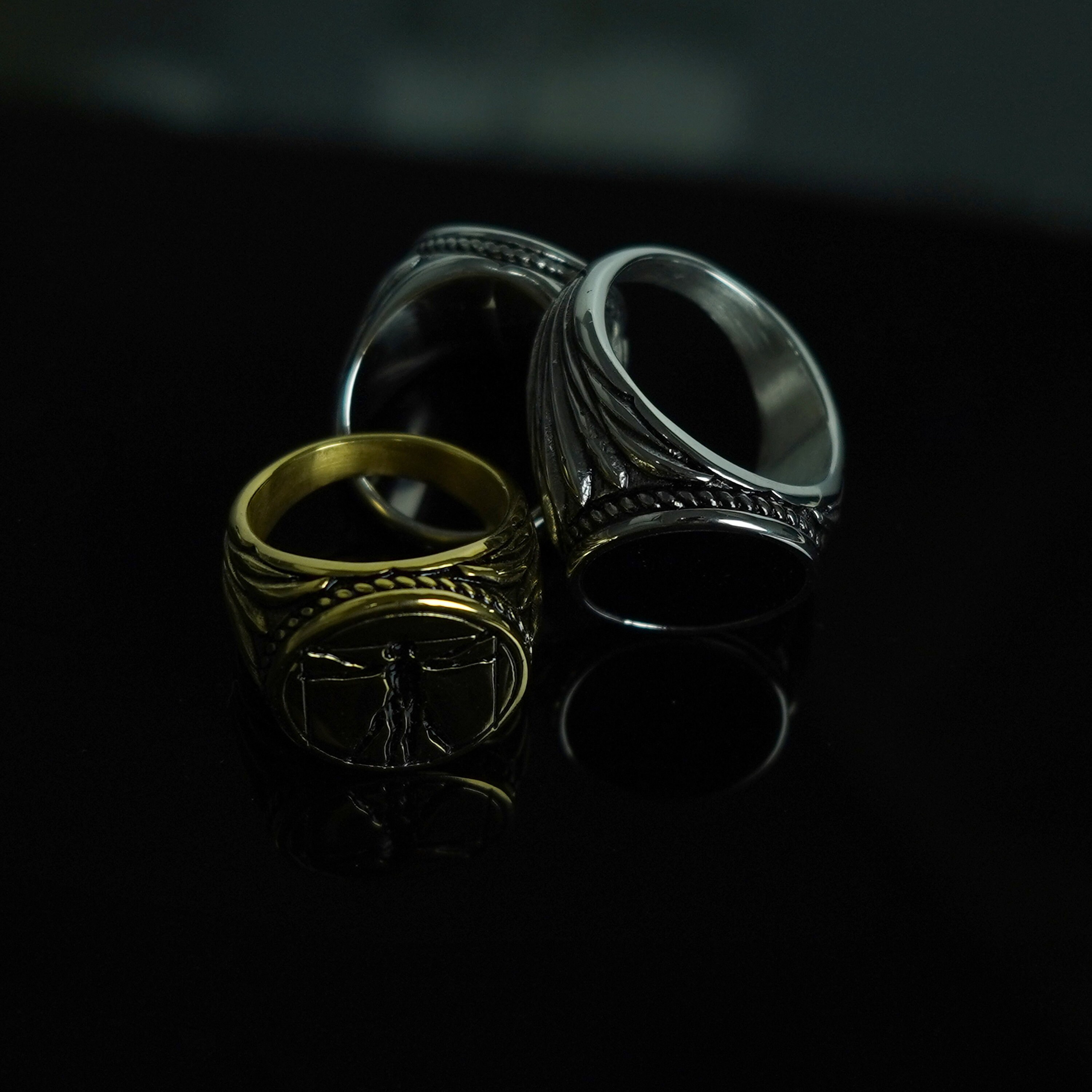 Vitruvian Men Signet Ring, Leonardo Da Vinci Statement Ring, Men Da ...