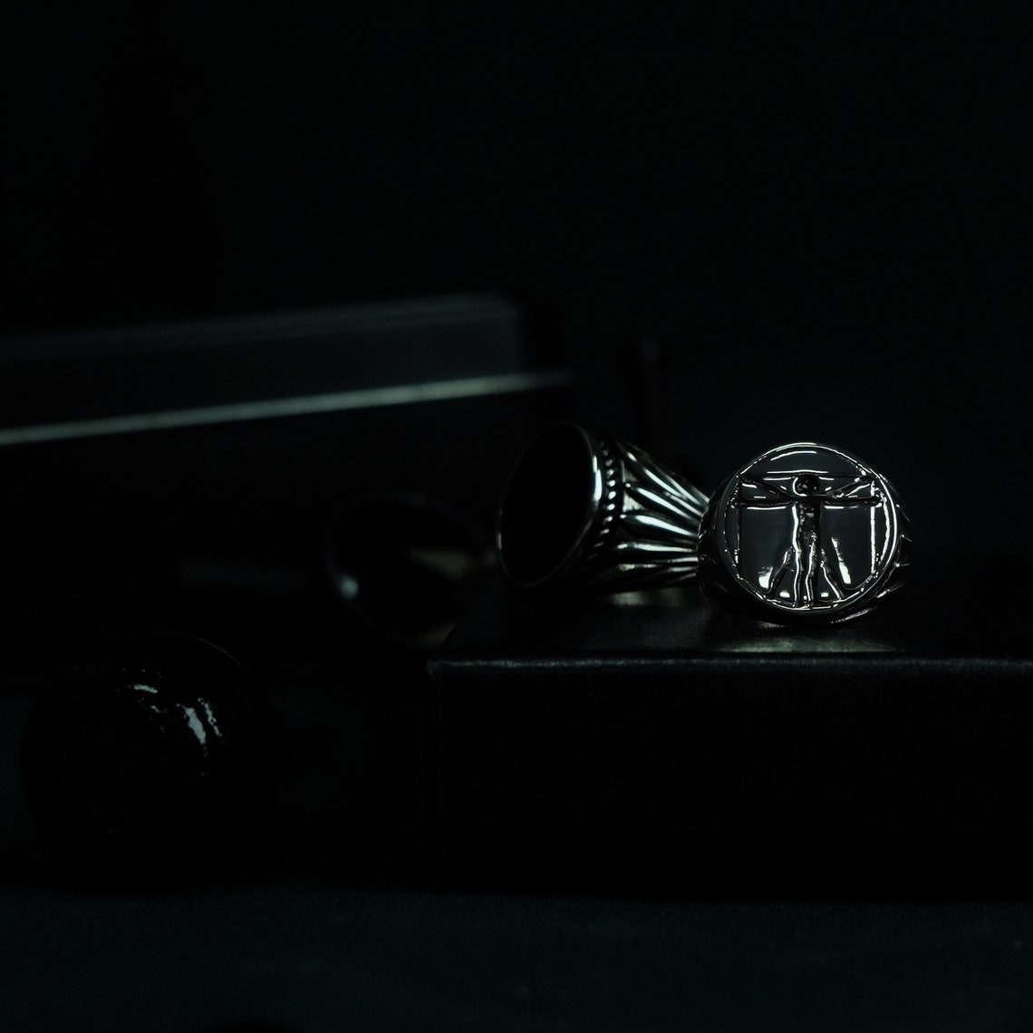 Vitruvian Men Signet Ring, Leonardo Da Vinci Statement Ring, Men Da ...