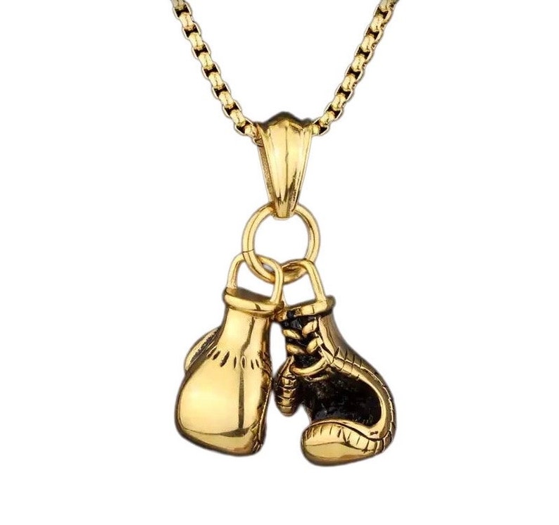 Silver Boxing Gloves Necklace golden Pair of Boxing Gloves Charm Chain ...
