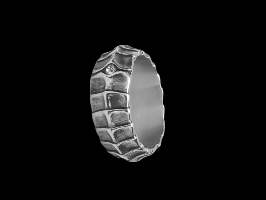 Snake Skin Pattern Ring, Snake Stacking Band Ring, Sterling Silver ...