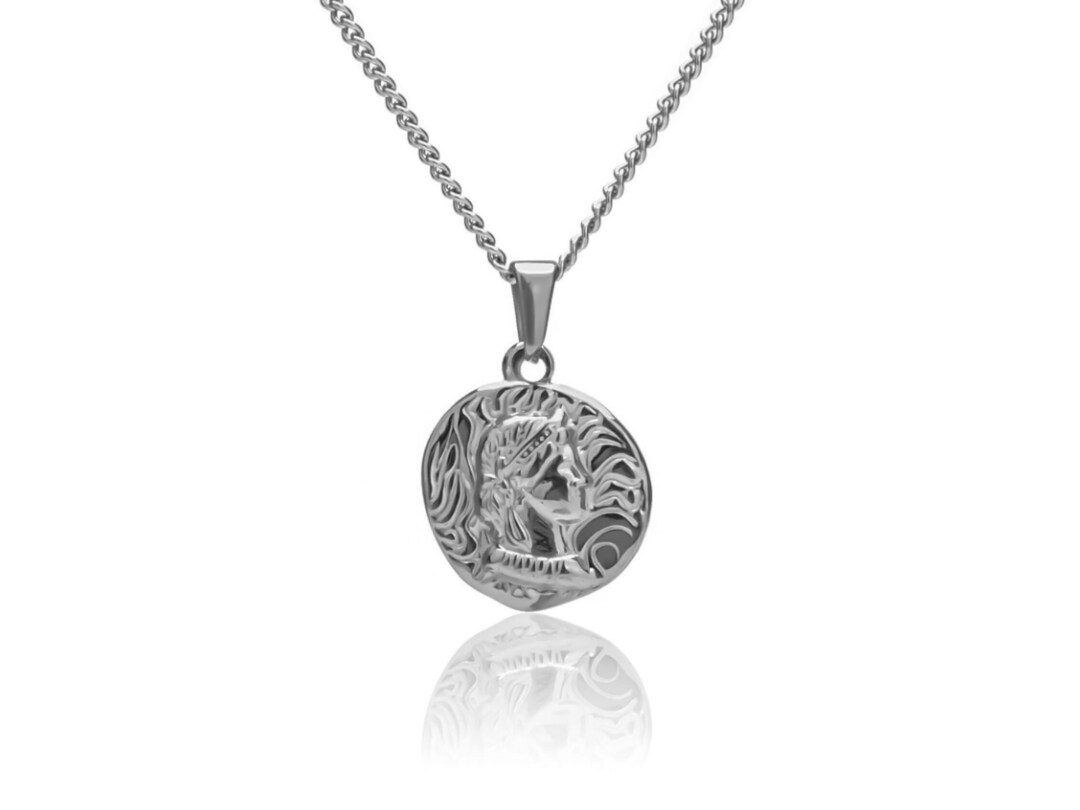 Silver Athena Alexander the Great Coin Necklace, Retro Roman Imperial ...