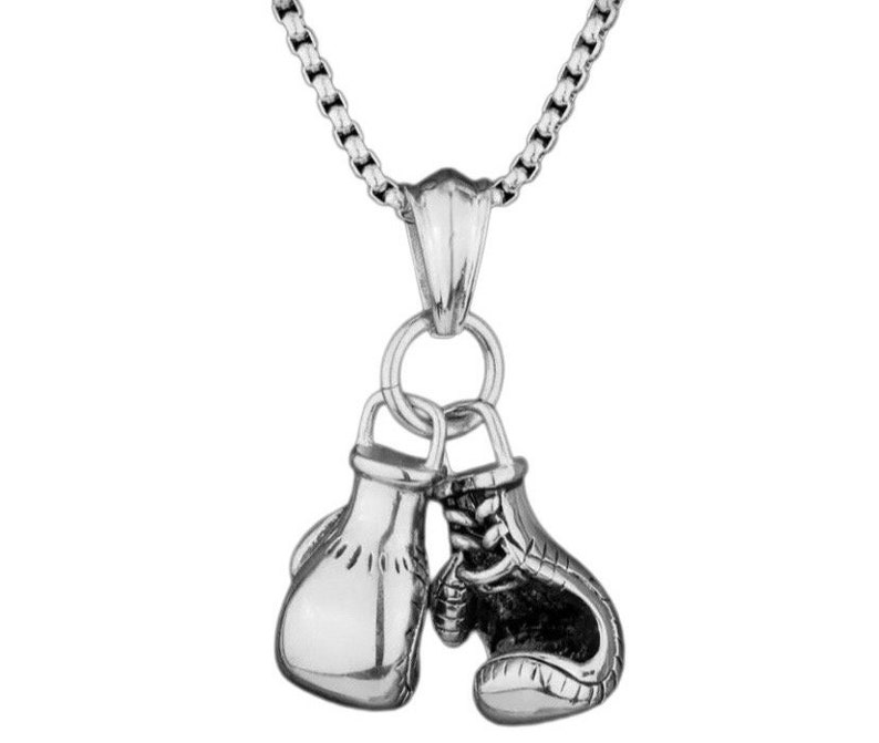 Silver Boxing Gloves Necklace golden Pair of Boxing Gloves Charm Chain Pendant Necklace necklace ...