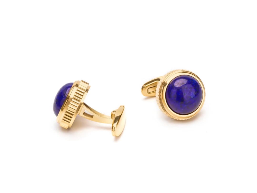 Lapis Lazuli Cufflinks, Natural Stone Blue Cufflinks, Gold Lapis Lazuli ...