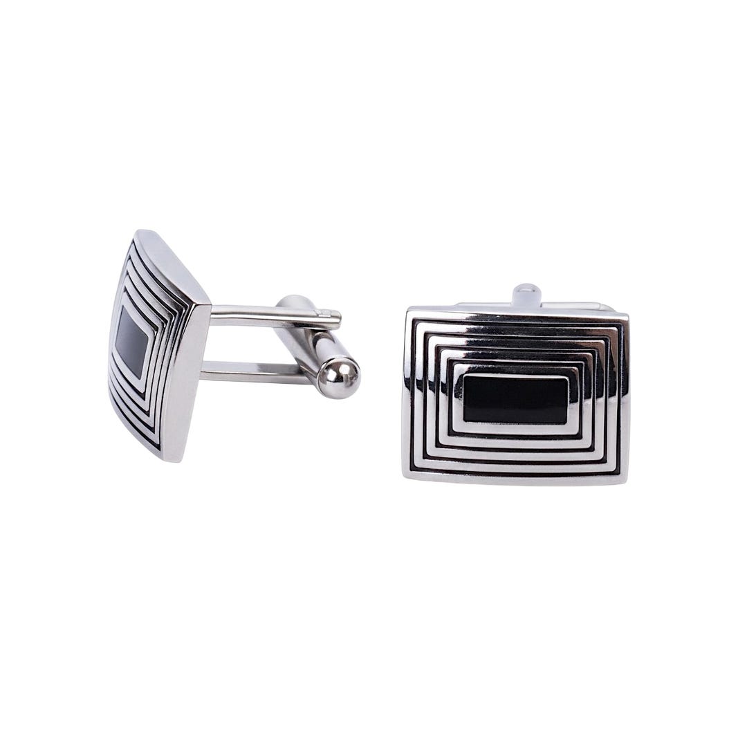 Men’s Onyx Portal Cufflinks - Classic Black Silver Cufflink, Minimalist ...