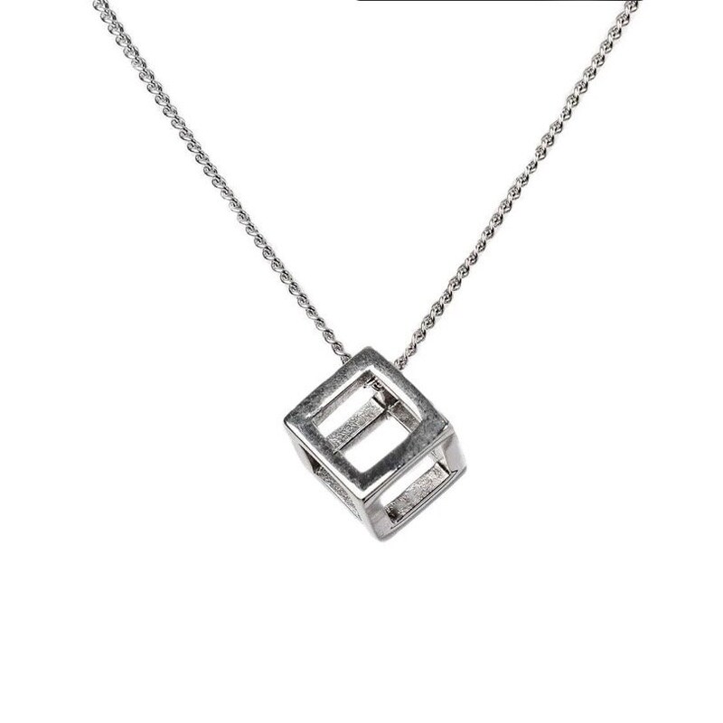 Silver Cube Necklace - Etsy