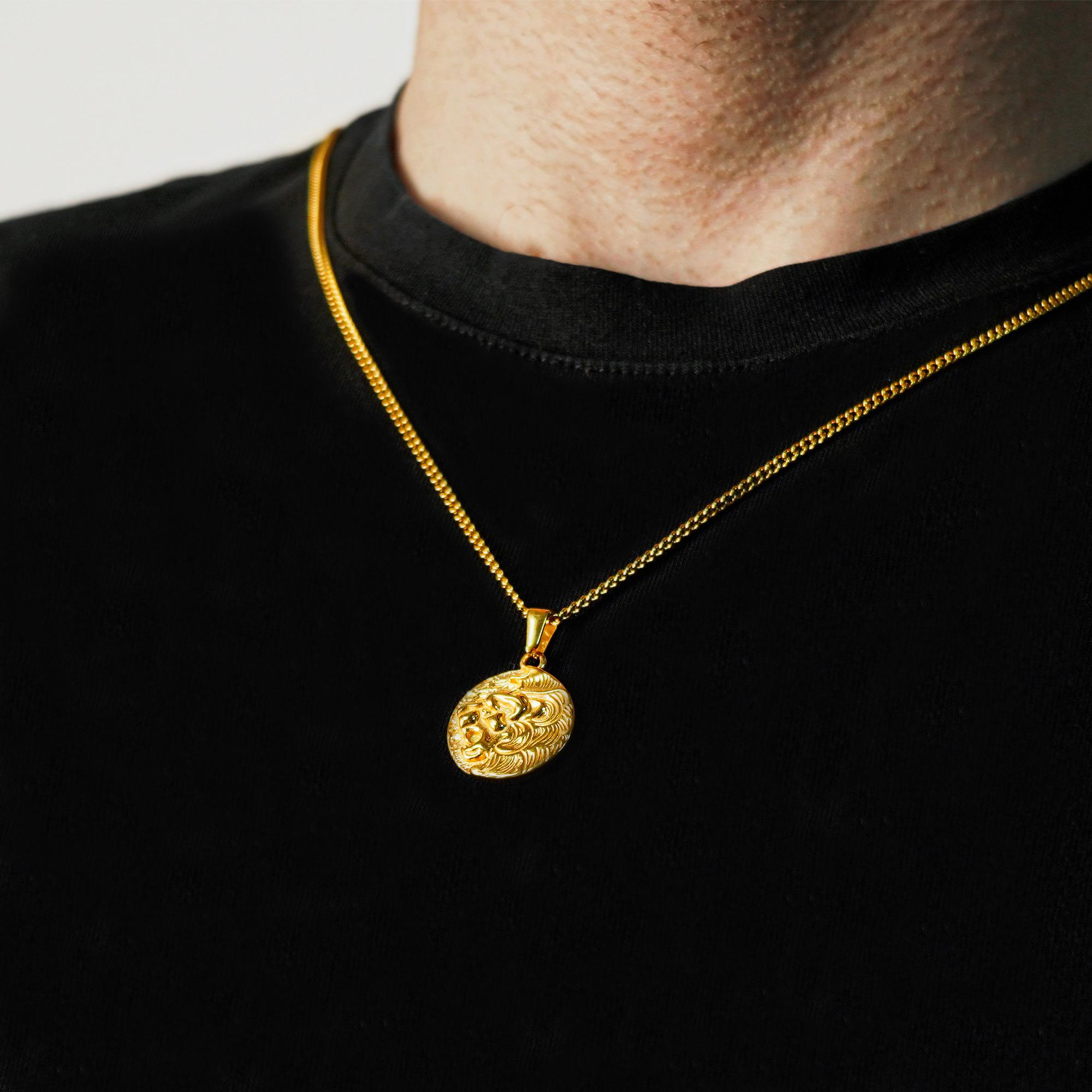 Lion Head Coin Necklace Gold Leo Zodiac Coin Chain Necklace Vintage ...