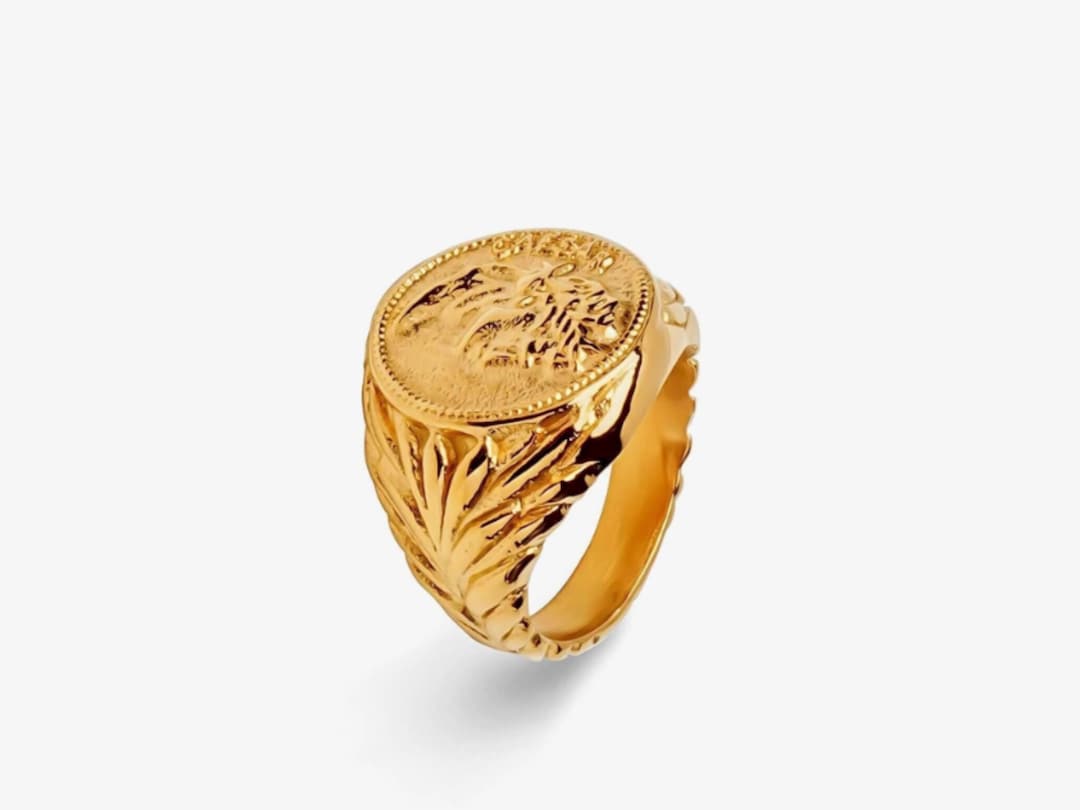 Gold Roman Caesar Signet Mens Ring/ Vintage Roman Gaius Julius Caesar ...