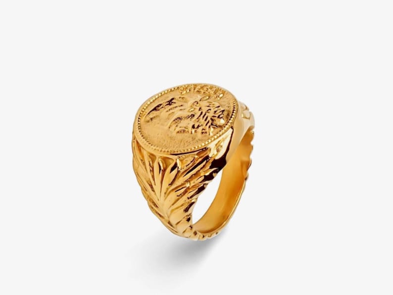 Gold Caesar Signet Ring - Vintage Roman Gaius Julius Head Empire Knight ...