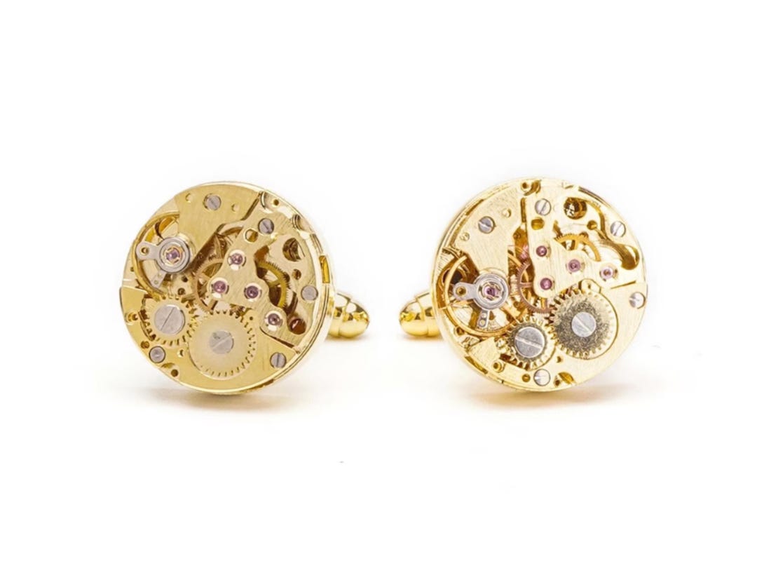 Gold Watch Mechanism Cufflinks - Watch Movement Groomsmen Cufflinks ...