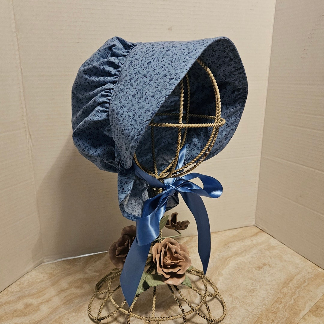 Blue Calico Pioneer Bonnet for Girls - Etsy