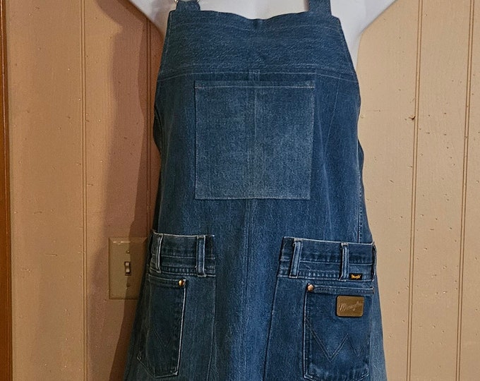 Denim Apron Made From Recycled Wrangler Jeans, Men's or Women's X-large ...