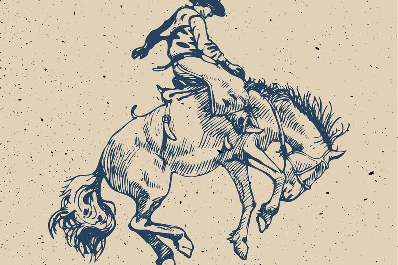 Bucking Bronco Print: Vintage Cowboy Rodeo Wall Art - Etsy