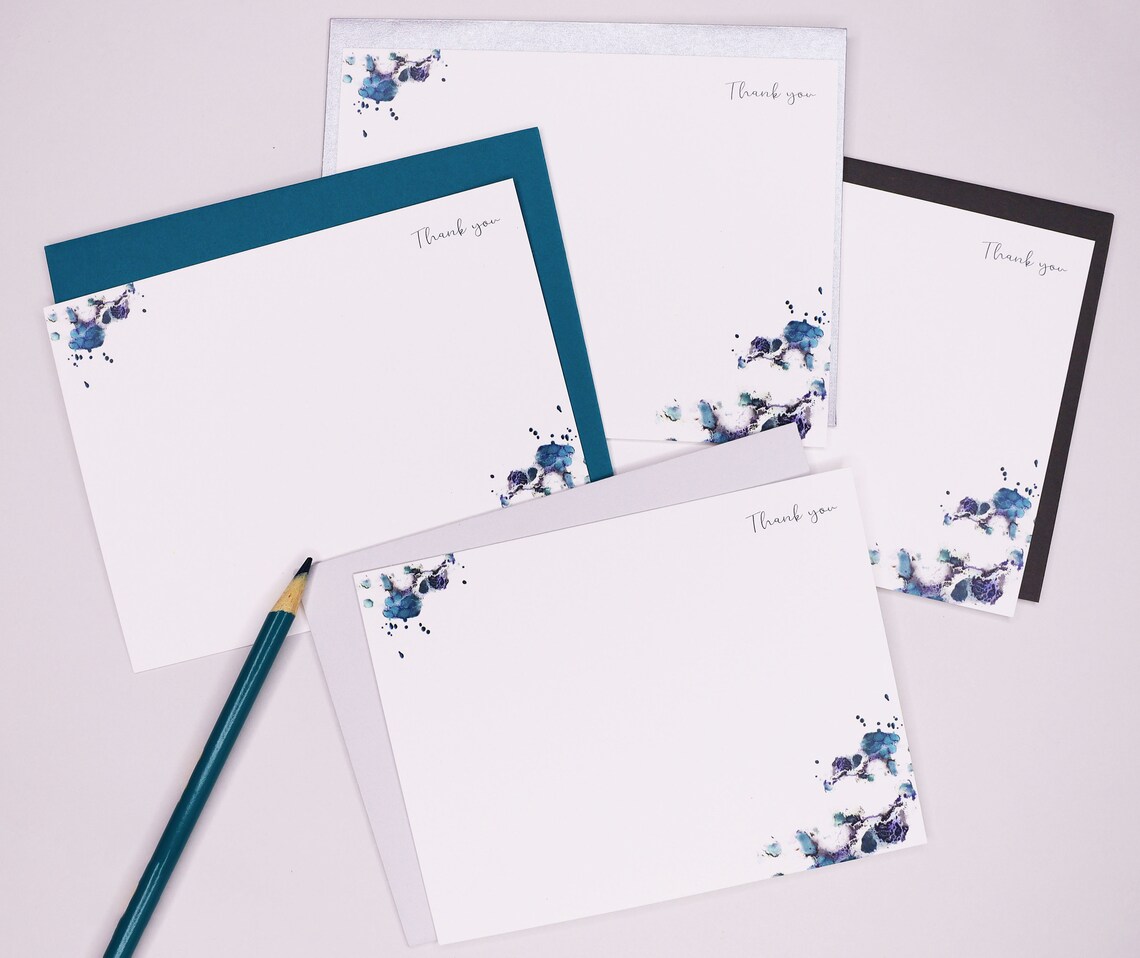 Custom Designed Note Cards, Professional Collection, Thank You, Teal ...