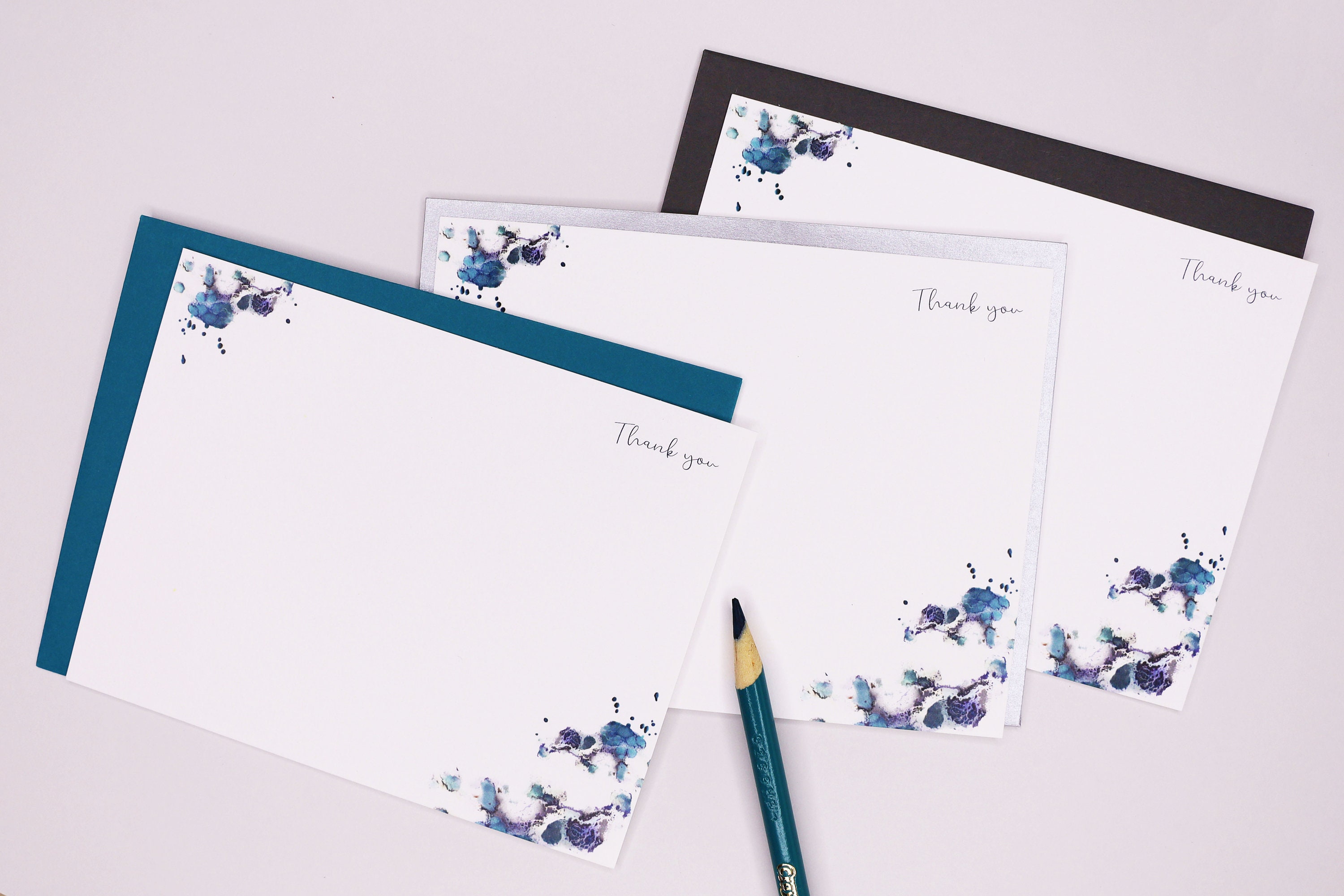 Custom Designed Note Cards, Professional Collection, Thank You, Teal ...