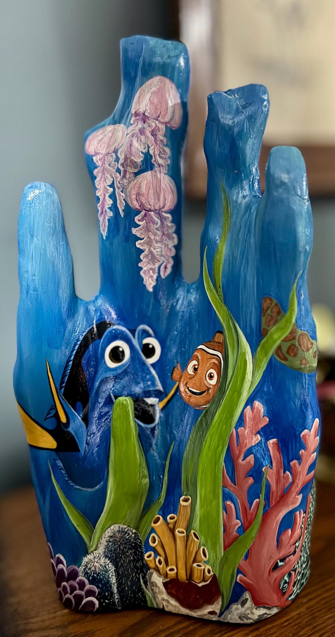 Hand-painted Finding Nemo Cypress Knee Art | Nautical Nursery Decor - Etsy
