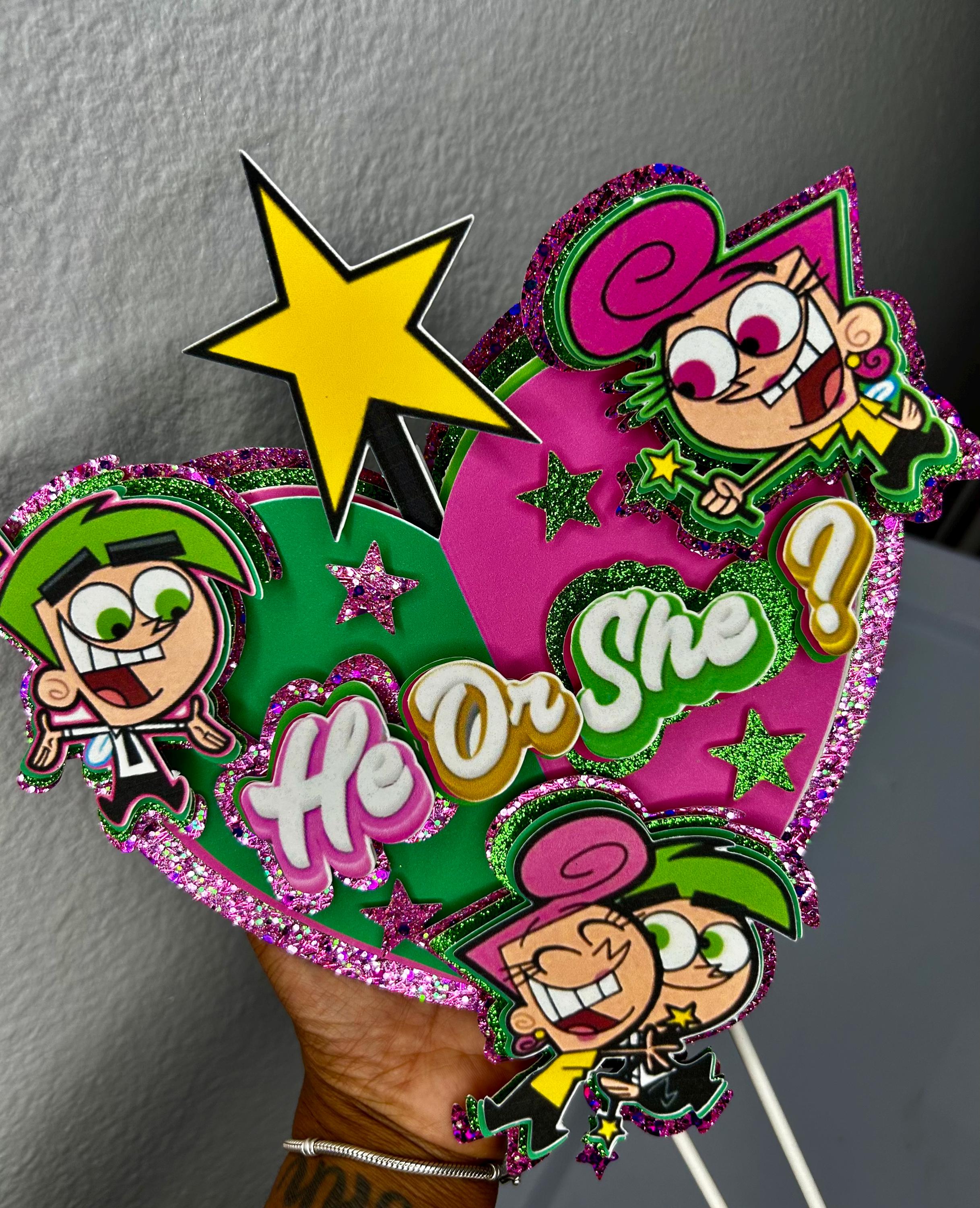 Cake Topper, Gender Reveal, Cosmo, Wanda, Fairly Odd Parents - Etsy