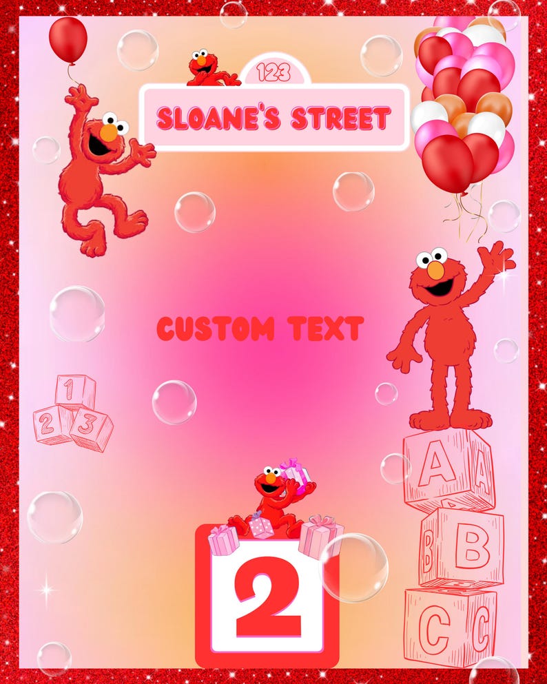 Elmo Birthday Sign: Sesame Street Party Decor (canva Editable) - Etsy