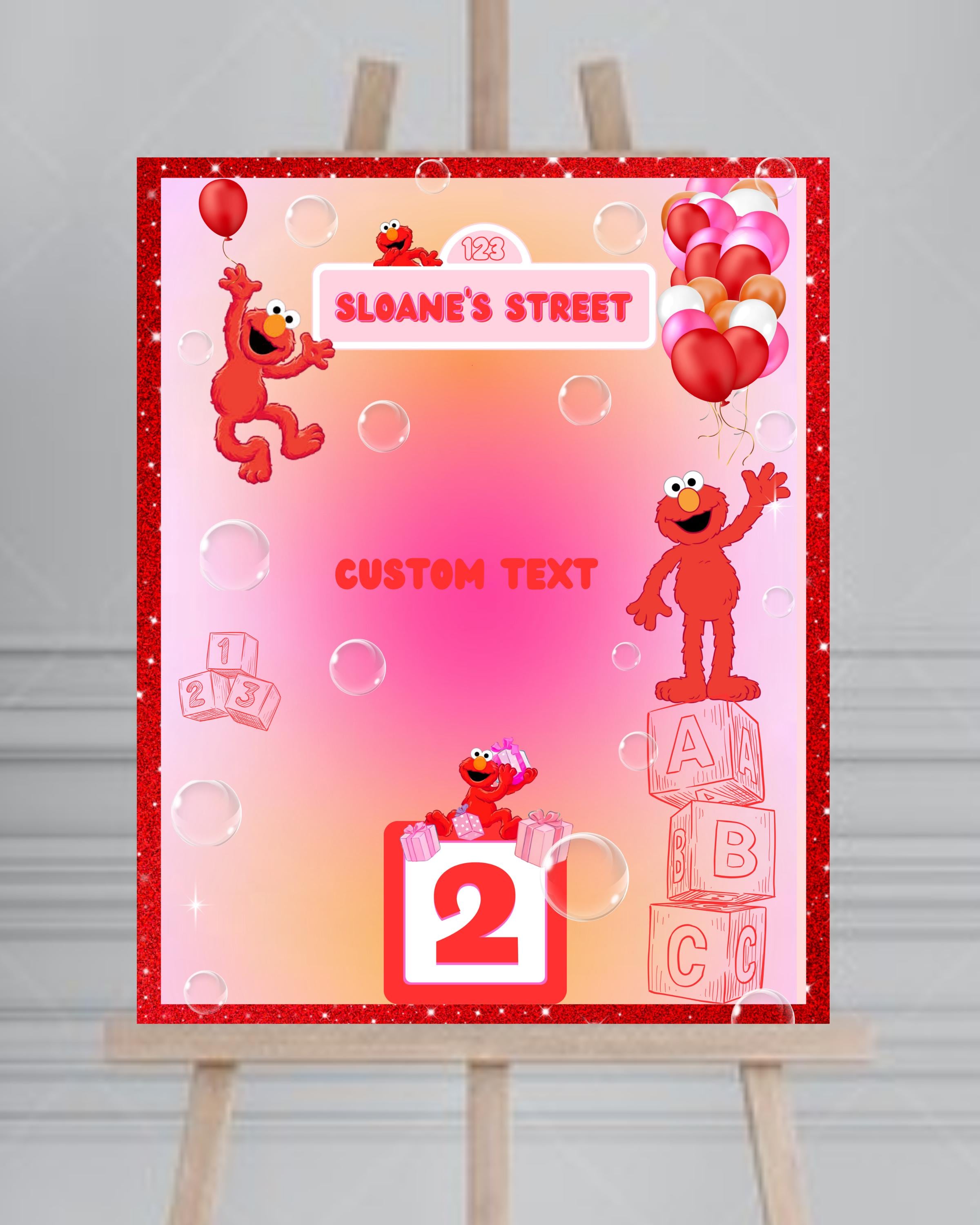 Elmo Birthday Sign: Sesame Street Party Decor (canva Editable) - Etsy