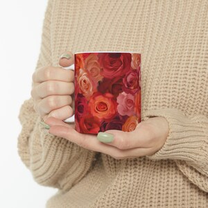Red, Pink & Orange Watercolor Roses Coffee Mug, Cottage Core Coffee Mug ...