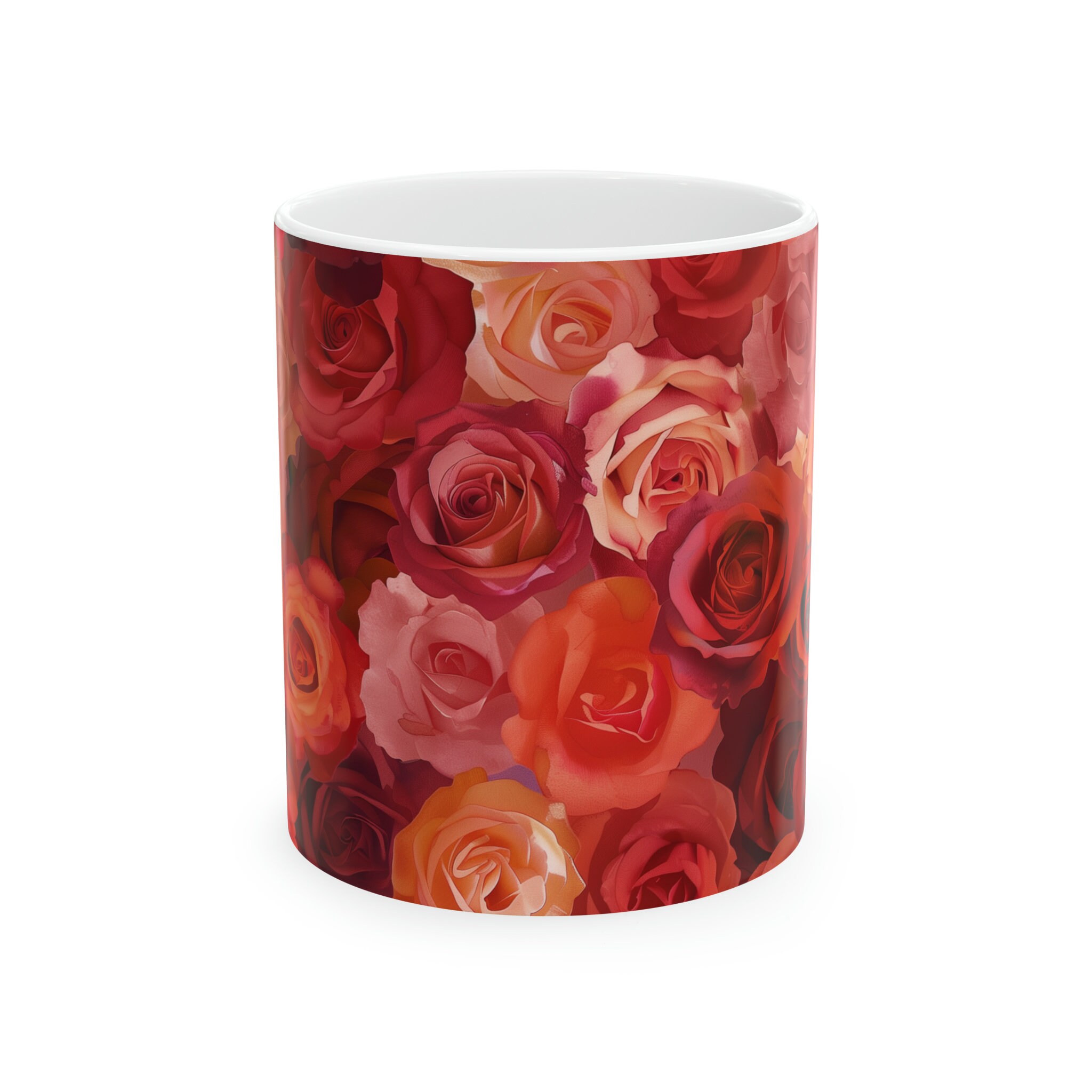 Red, Pink & Orange Watercolor Roses Coffee Mug, Cottage Core Coffee Mug ...