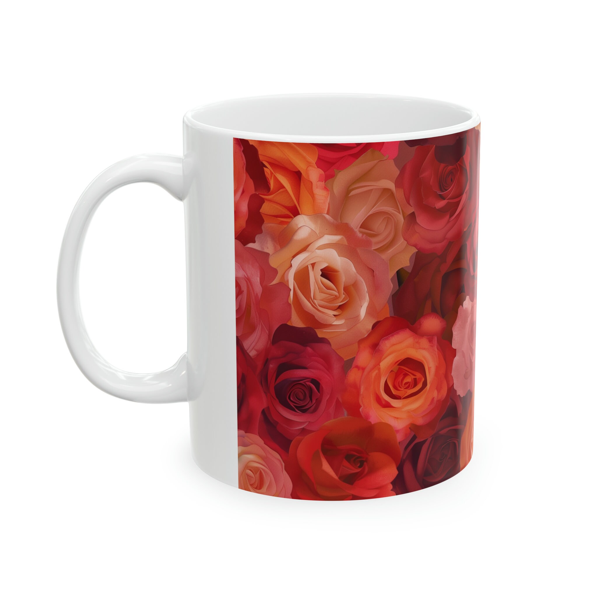 Red, Pink & Orange Watercolor Roses Coffee Mug, Cottage Core Coffee Mug ...