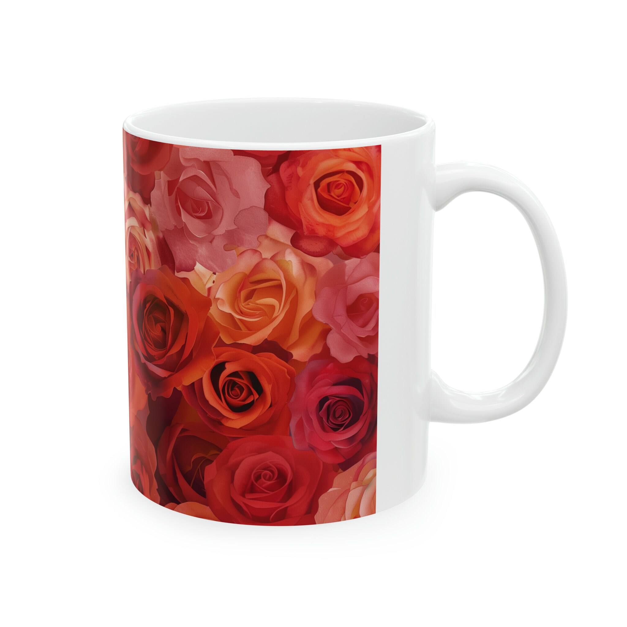 Red, Pink & Orange Watercolor Roses Coffee Mug, Cottage Core Coffee Mug ...