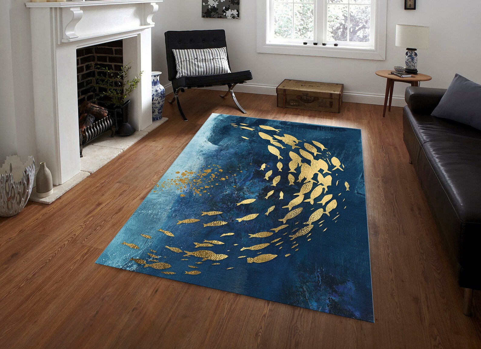 Nautical Themed Rug, Canvas Painting Look Wall Tapestry, Floor Rug ...